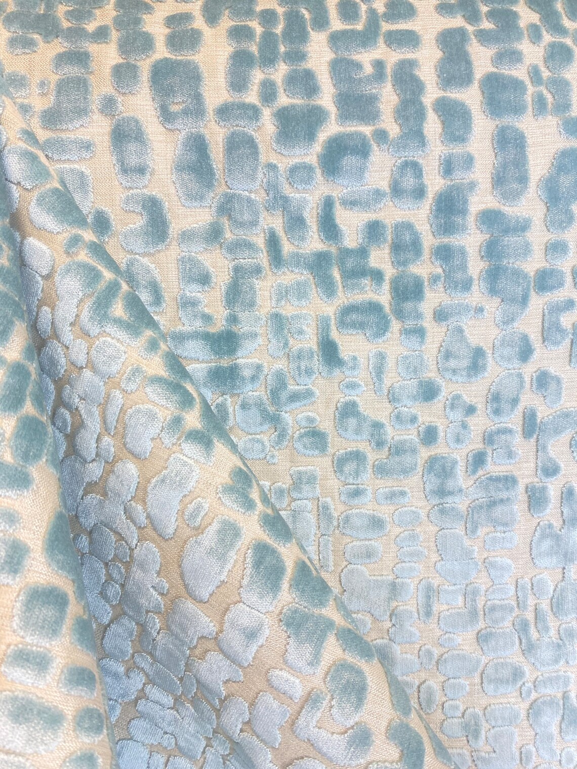 Asher Rain Cut Velvet - Geometric Cut Velvet - Blue Cut Velvet - Fabric ...