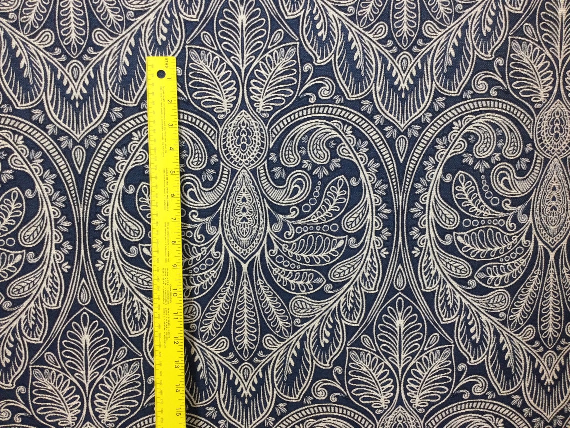 Navy and Beige Paisley - Paisley Damask Pattern - Elegant - Large Scale ...