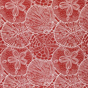 Red Sand Dollar and Seashell - Beach Decor - Coastal - Upholstery ...