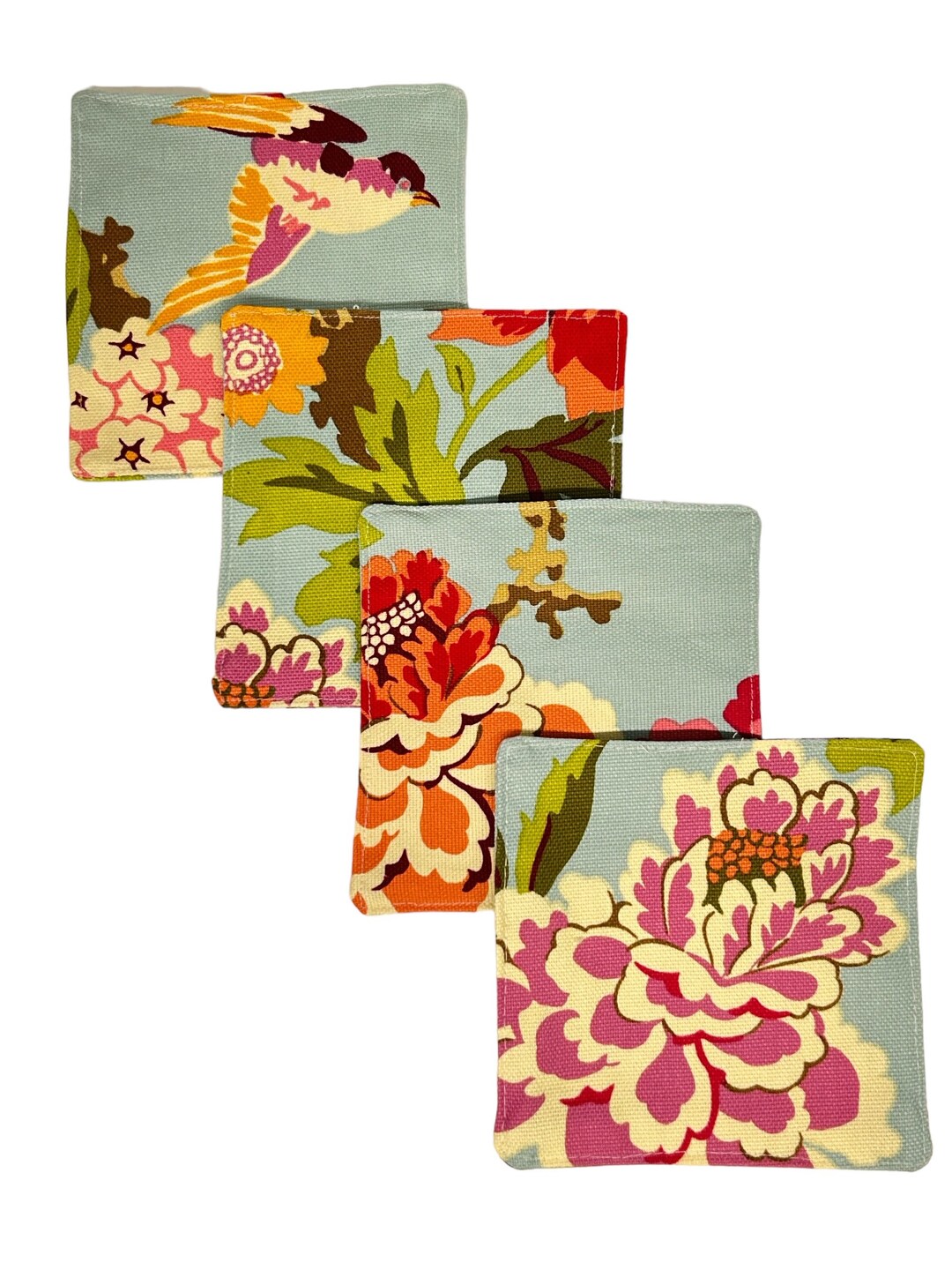 Candid Glacier Floral Cocktail Napkins - Floral Print - Bright - Fabric ...