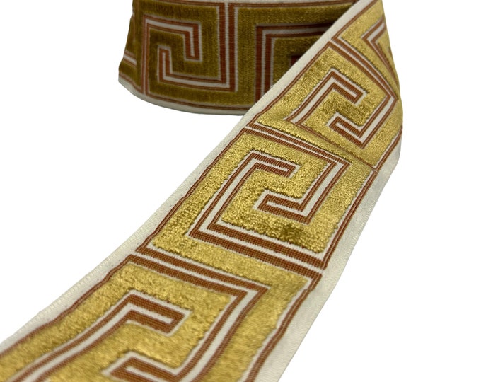Old World Gold Embroidered Greek Key Tape Trim - Flat Braid - Gold Tape ...
