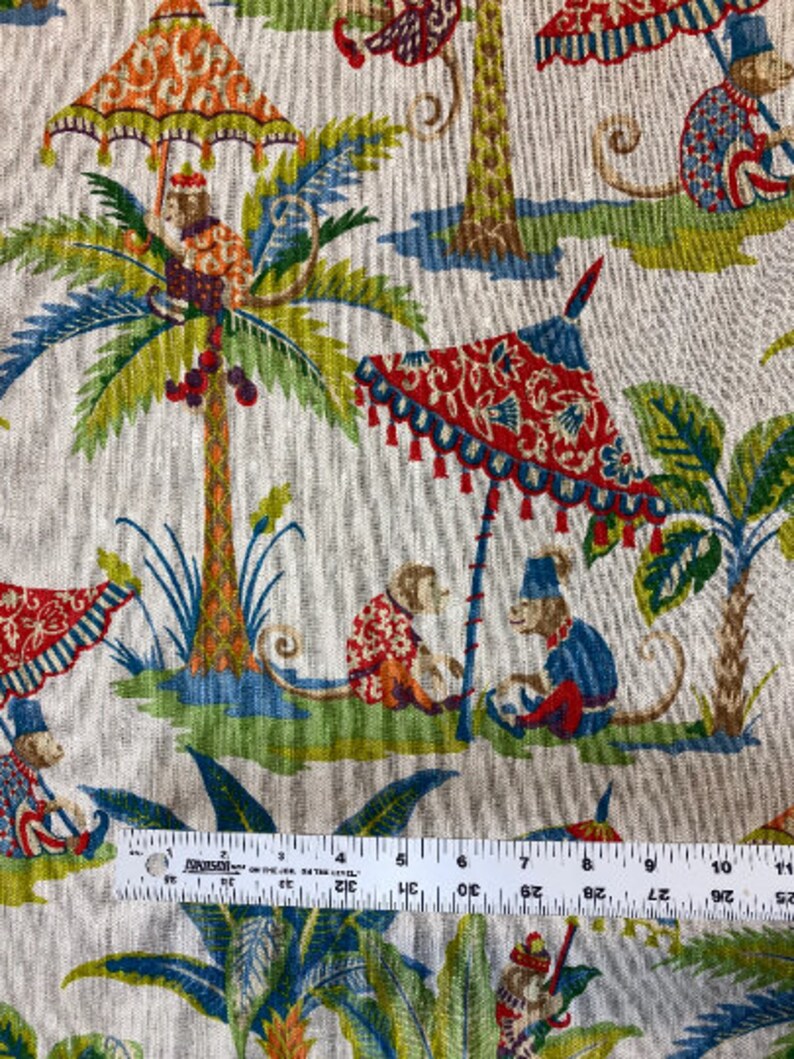 Exotic Monkey Linen Animal Novelty Palm Trees Monkeys - Etsy