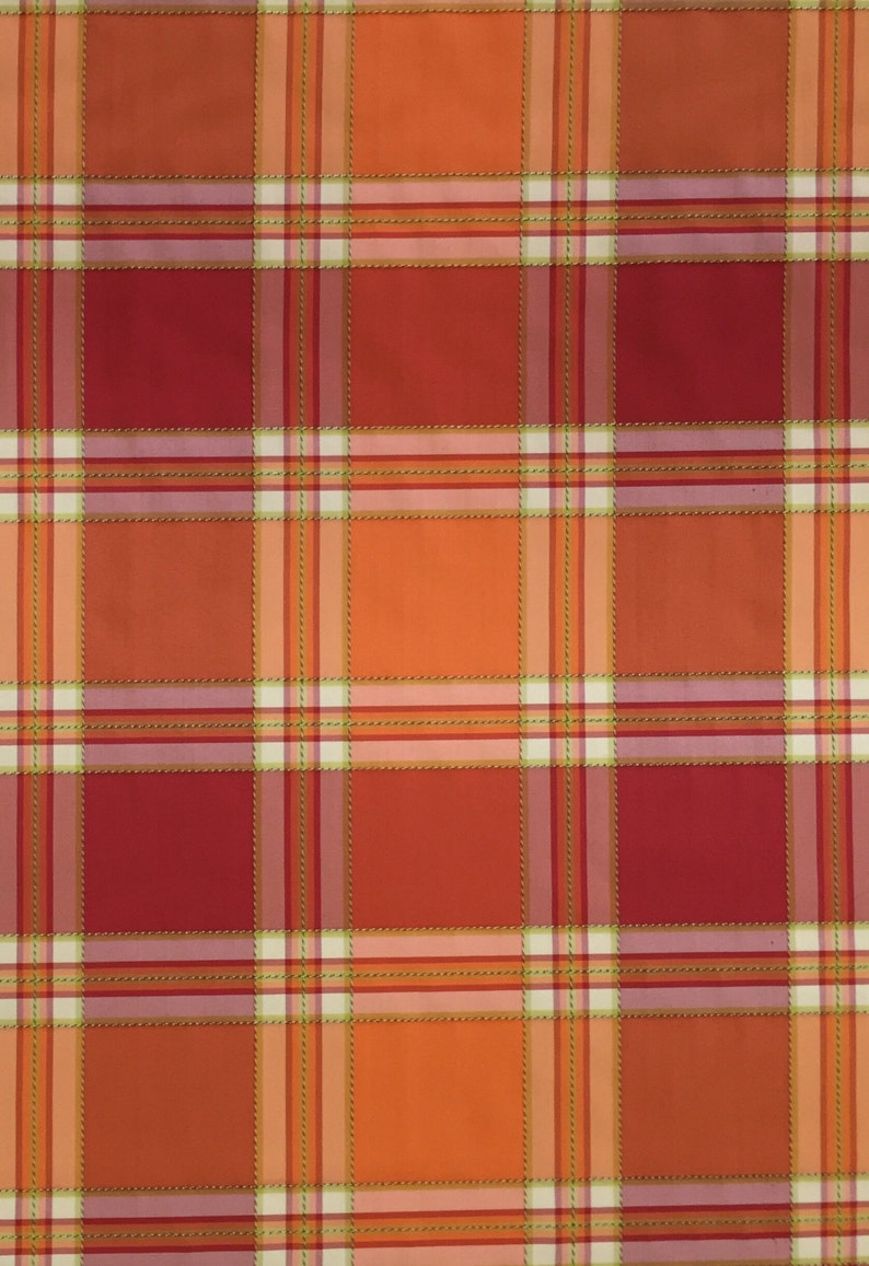 Textured Plaid Orange Pink Drapery Fabric Upholstery - Etsy