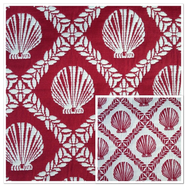 Reversible Shells Fabric Beach Decor Upholstery Fabric By | Etsy