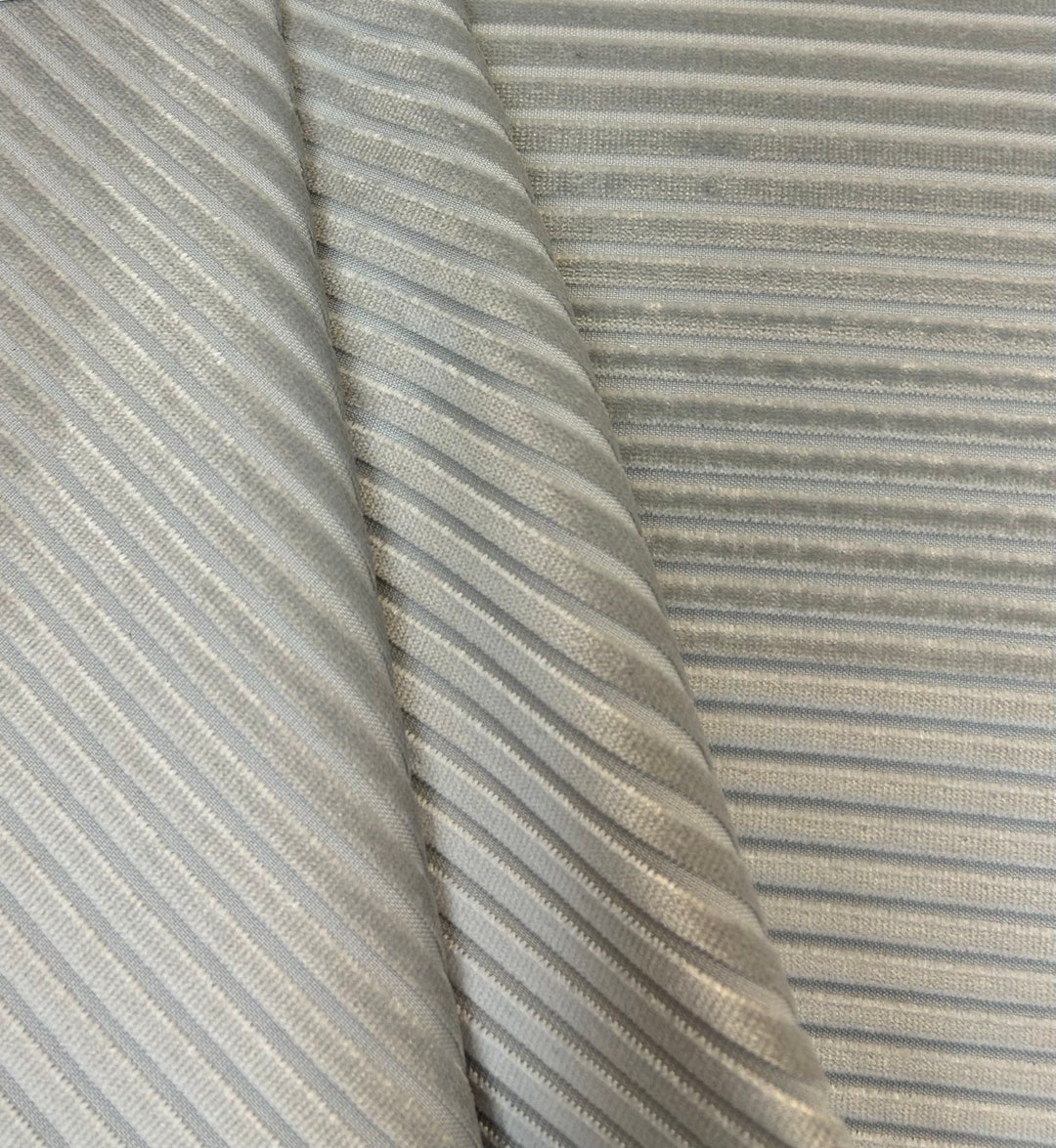 Light Silver Cut Velvet Railroaded Stripe Upholstery Fabric - Etsy