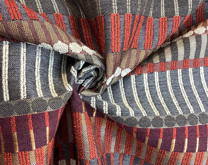 Modern Red and Gray Geometric Woven Upholstery Fabric - Etsy