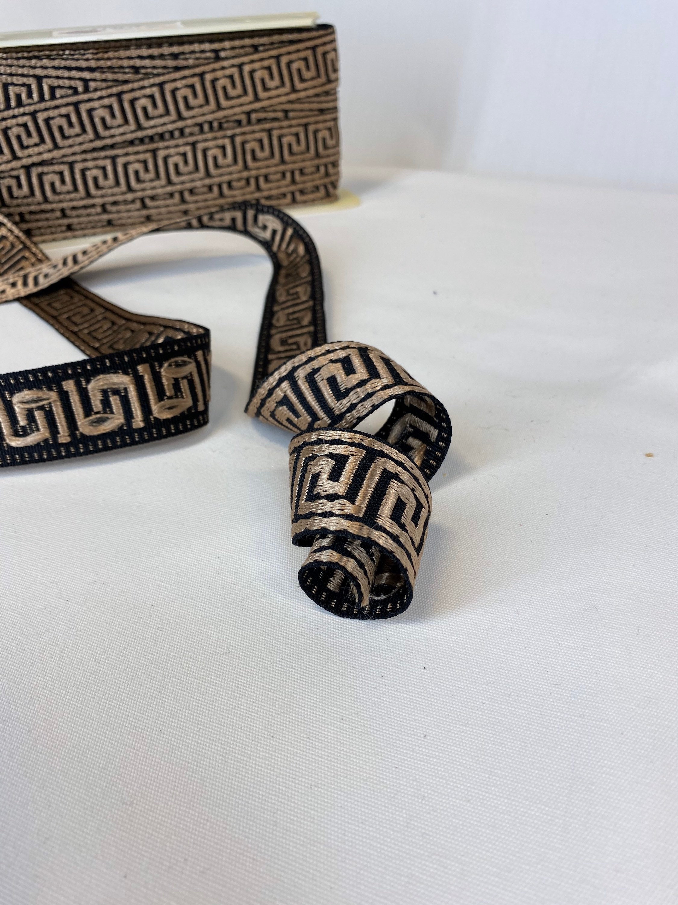 Greek Key Tape Trim Rose Gold on Black Accent Pillows | Etsy