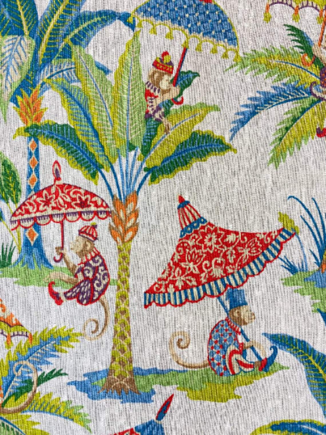 Exotic Monkey Linen Animal Novelty Palm Trees Monkeys - Etsy