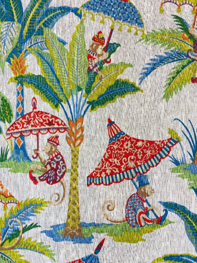 Exotic Monkey Linen Animal Novelty Palm Trees Monkeys - Etsy