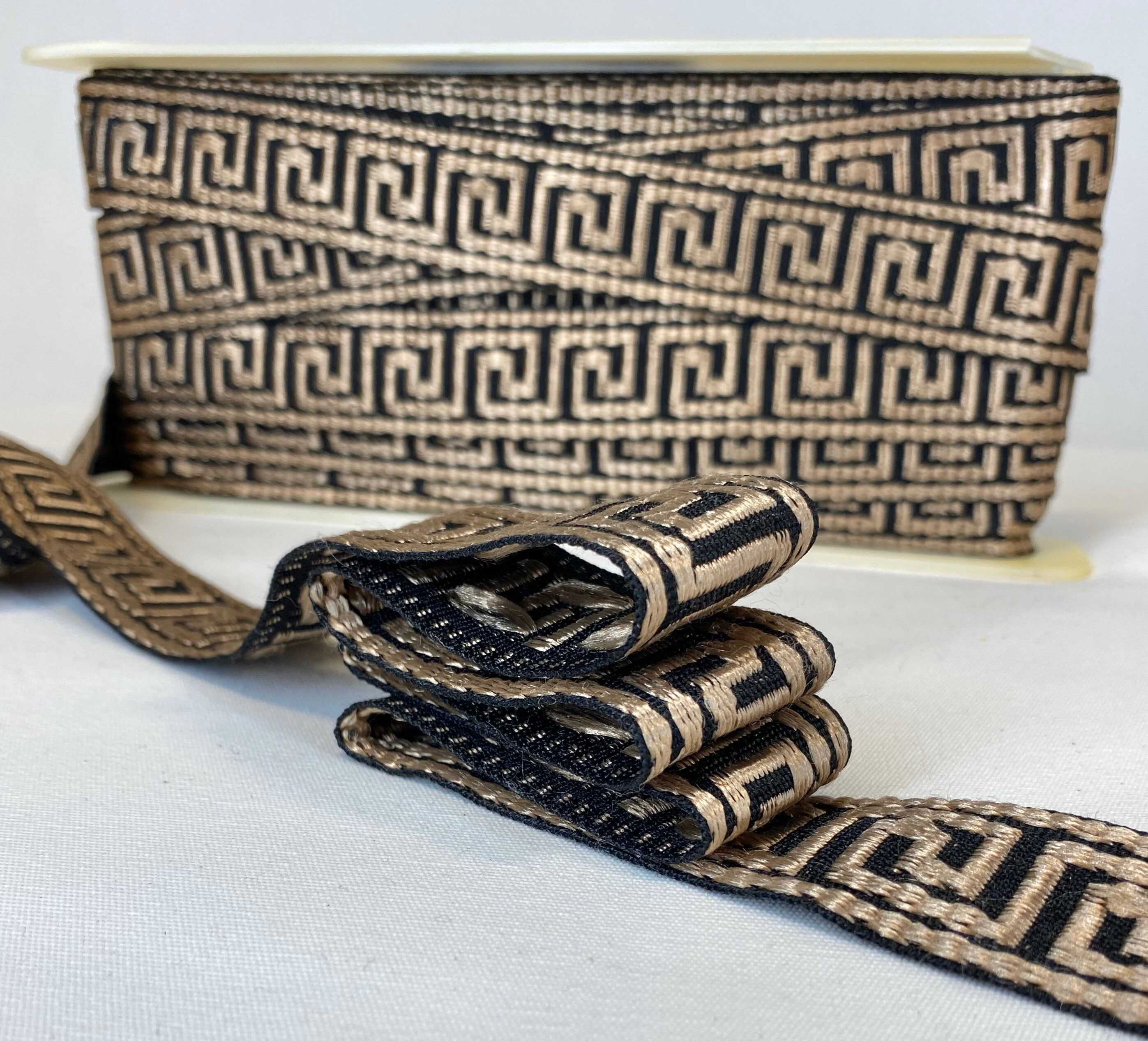 Greek Key Tape Trim Rose Gold on Black Accent Pillows | Etsy