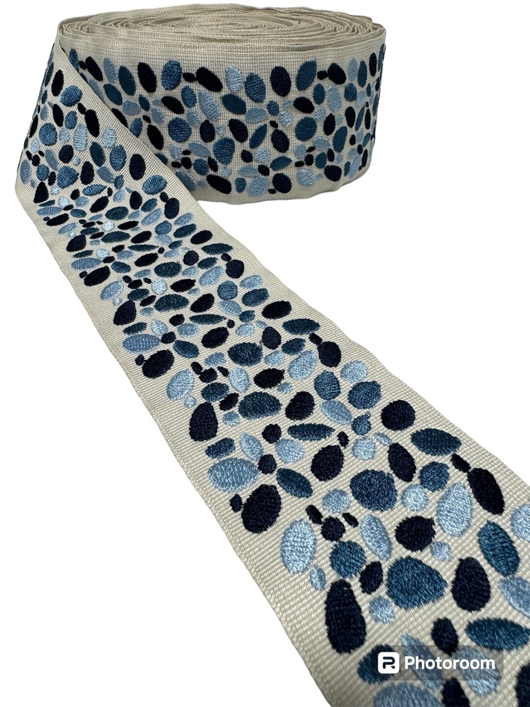 Multicolor Blue Pebble Tape Trim - 3" Tape Trim - Wide Trim - Home ...
