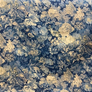 Oaklands Midnight Blue Floral - Blue Floral Fabric - Large Scale Floral ...