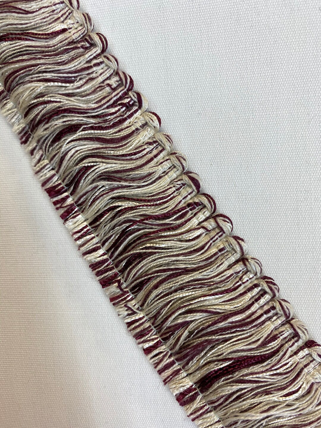 Seneca Burgundy and White Brush Fringe - Accent Pillow - Trim by the ...