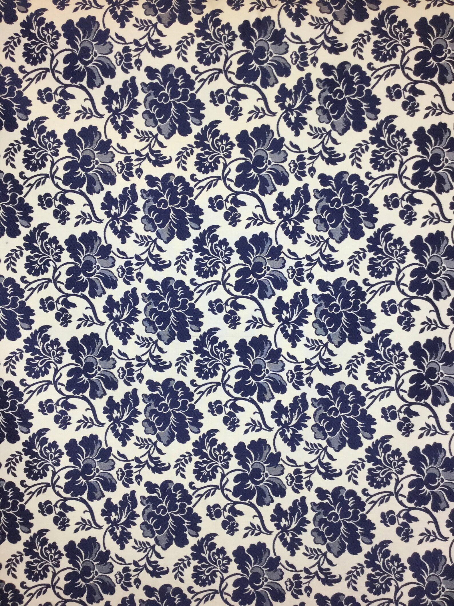 Elegant Navy Floral - Fabric by the Yard - Custom Cut Yardage - Floral ...