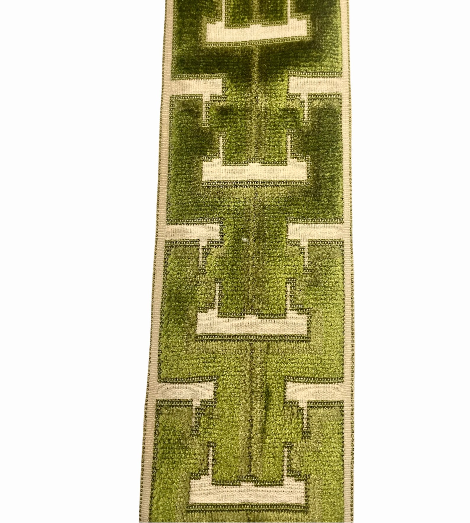 Green Velvet Geometric Tape Trim - Drapery Edging - Pillow Edging ...