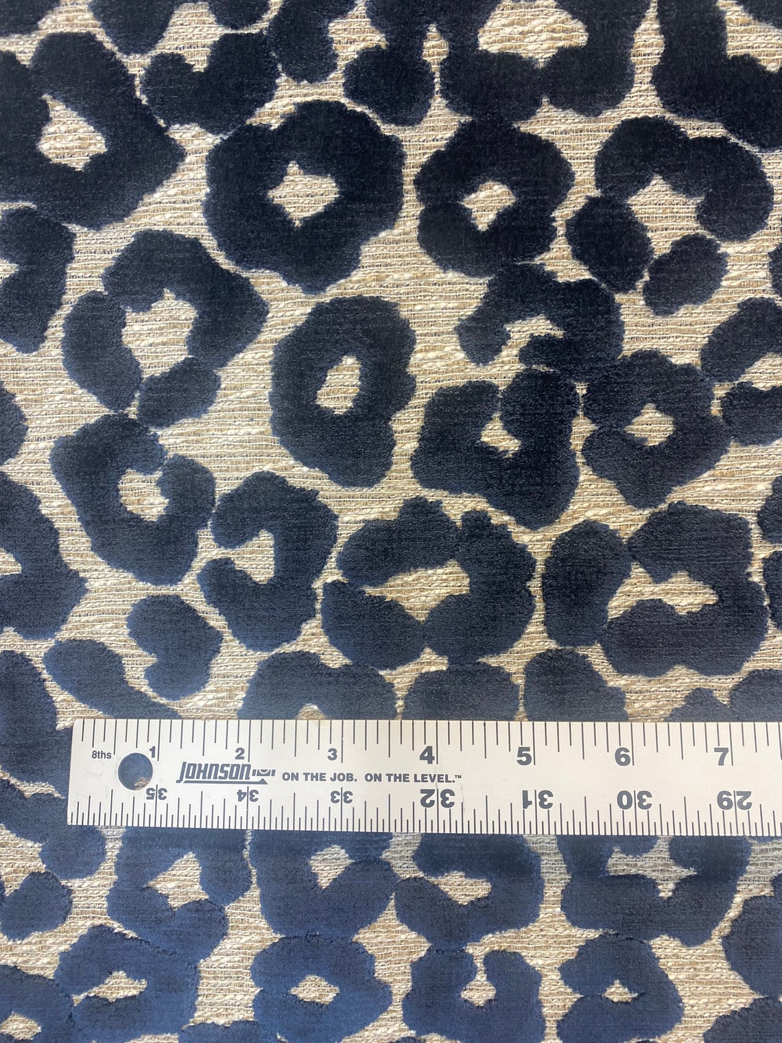 Cut Velvet Navy Leopard - Fat Cat - Velvet Animal Print - Navy Leopard ...