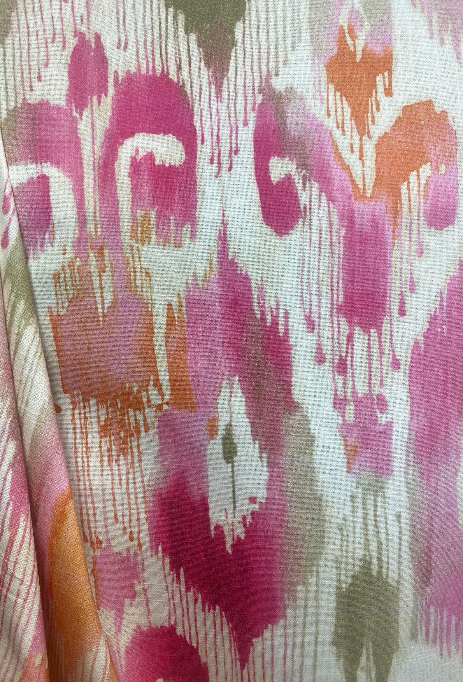 Lagrange Pink Blush - Upholstery Fabric - Pink and Orange Ikat Fabric ...