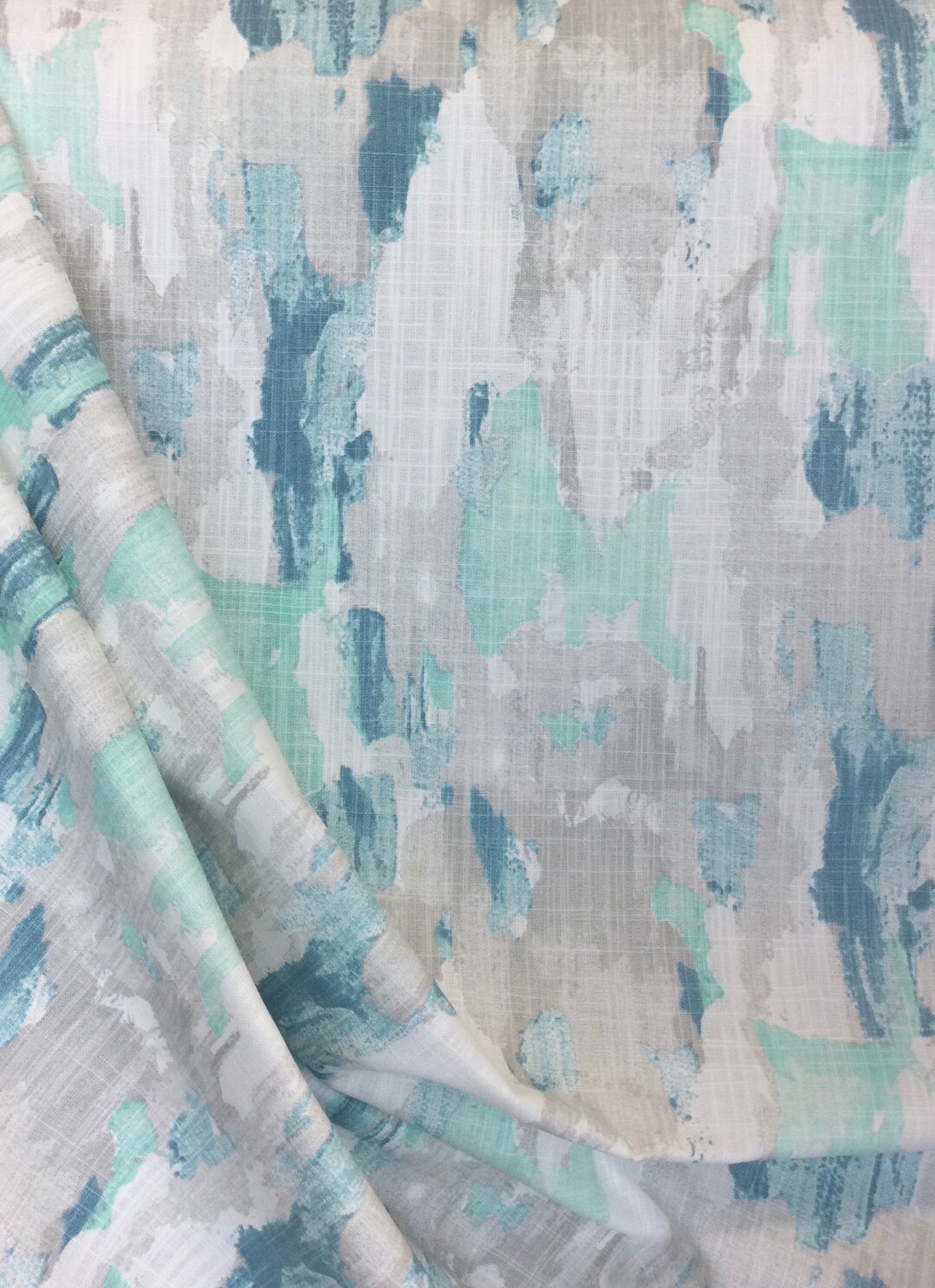 Splash Fountain - Slub Canvas - Abstract Paint Strokes - Aqua - Teal ...