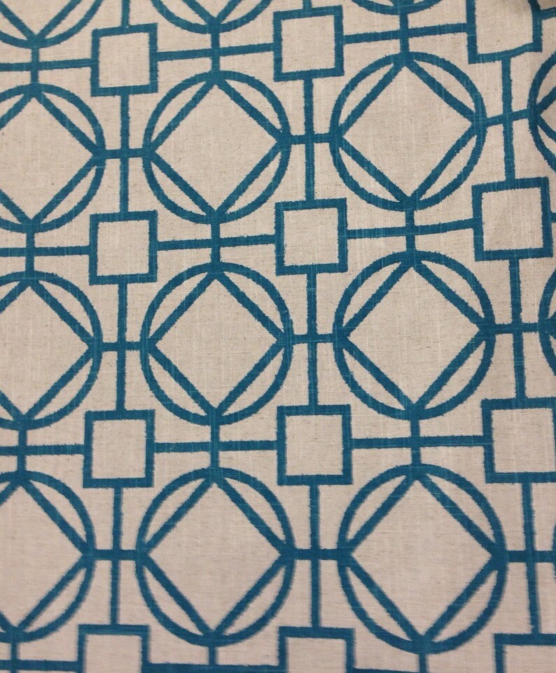 Teal Interlocking Geometric Fabric - Modern - Design - Blue - Trellis ...