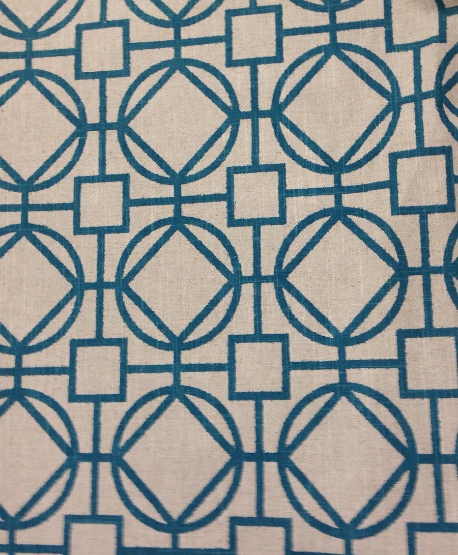 Teal Interlocking Geometric Fabric - Modern - Design - Blue - Trellis ...