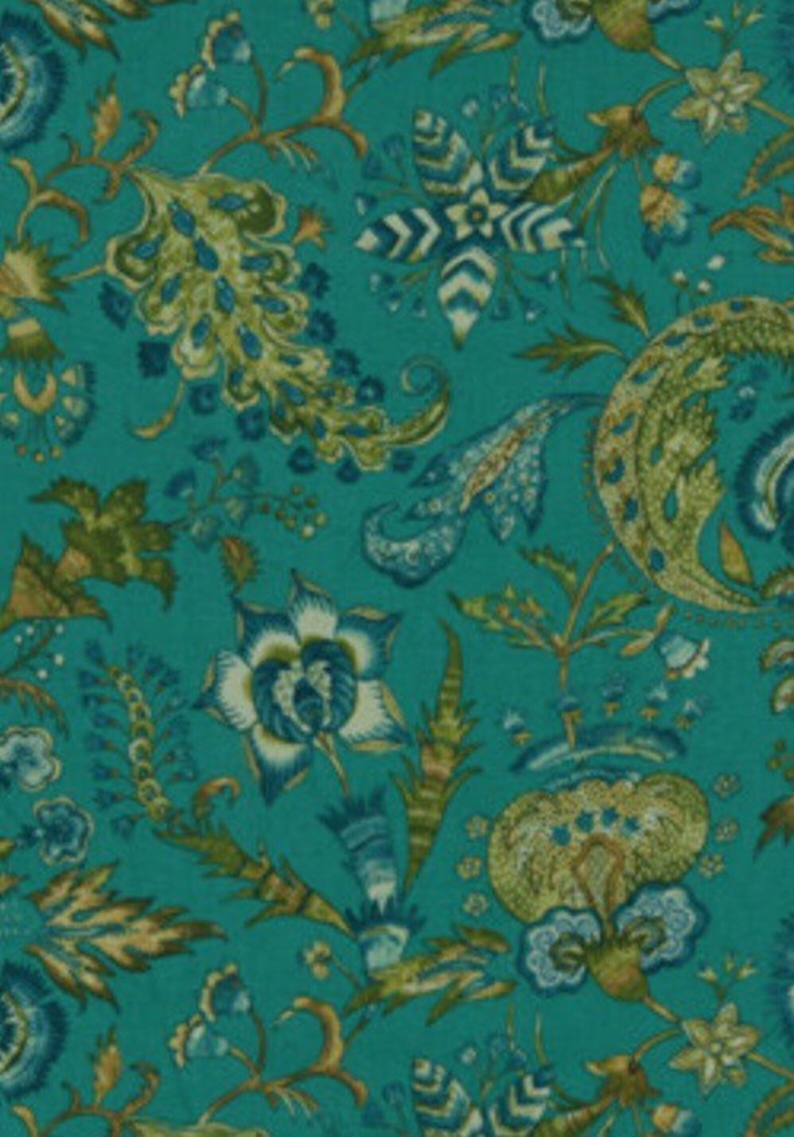Teal Linen Paisley Floral Upholstery and Home Decor Fabric by - Etsy