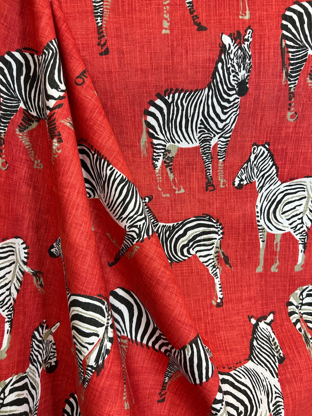 Africana Red - Zebra - Animal - Safari - Upholstery Fabric - Drapery ...