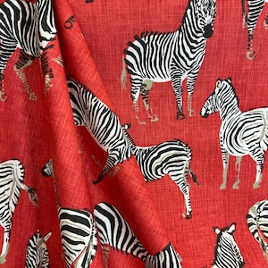Africana Red - Zebra - Animal - Safari - Upholstery Fabric - Drapery ...