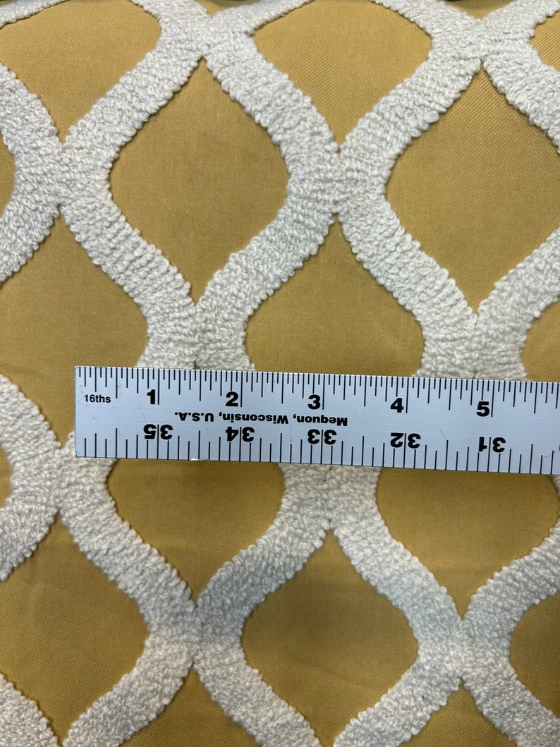 Valiant Yellow Trellis - Upholstery Fabric - Embroidered Upholstery Fabric - Fabric by the Yard ...