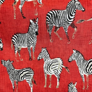 Africana Red - Zebra - Animal - Safari - Upholstery Fabric - Drapery ...
