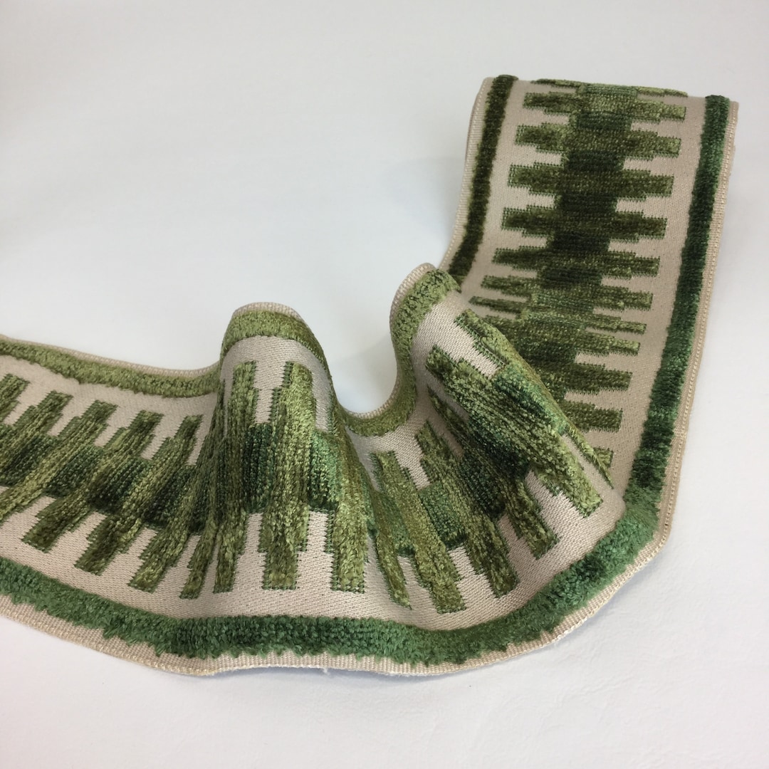 Green Linear Tape Trim - Geometric - Trim by the Yard - Custom Cut Trim ...
