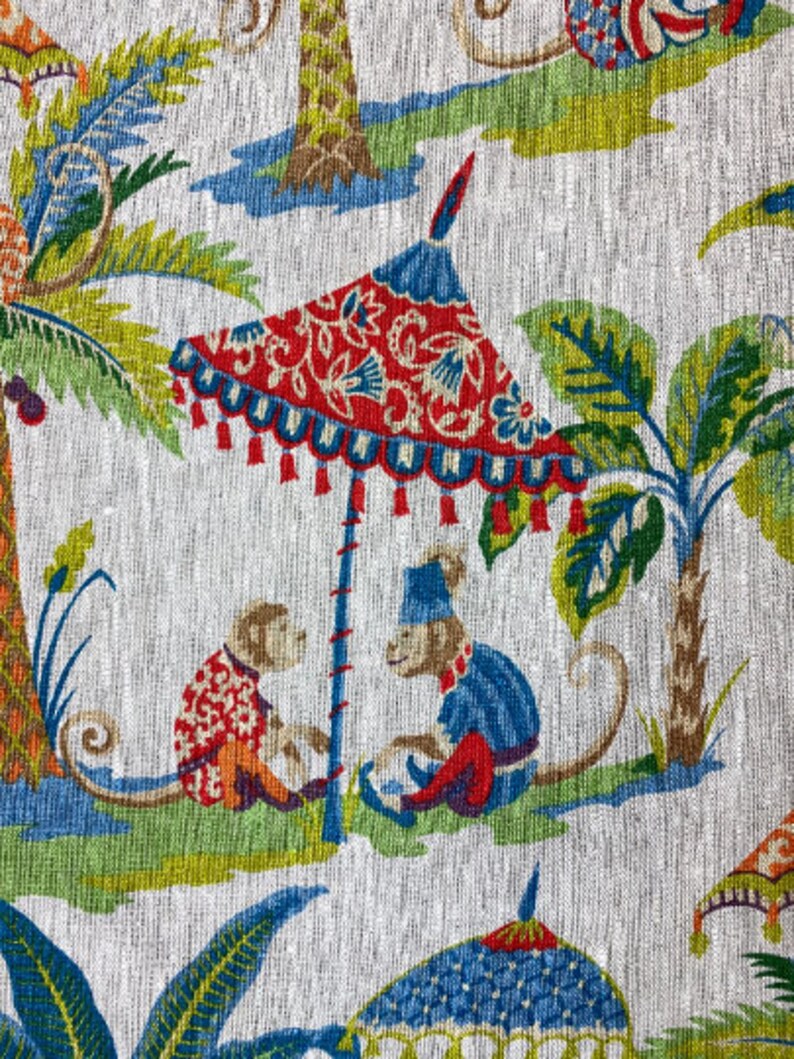 Exotic Monkey Linen Animal Novelty Palm Trees Monkeys - Etsy