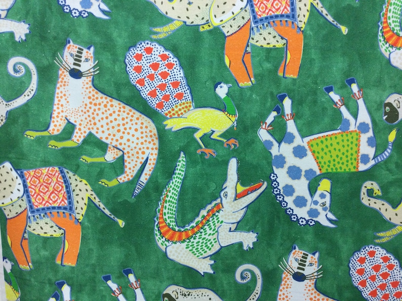 Hullabaloo Green - Modern Menagerie - Playful Pattern - Novelty Fabric ...