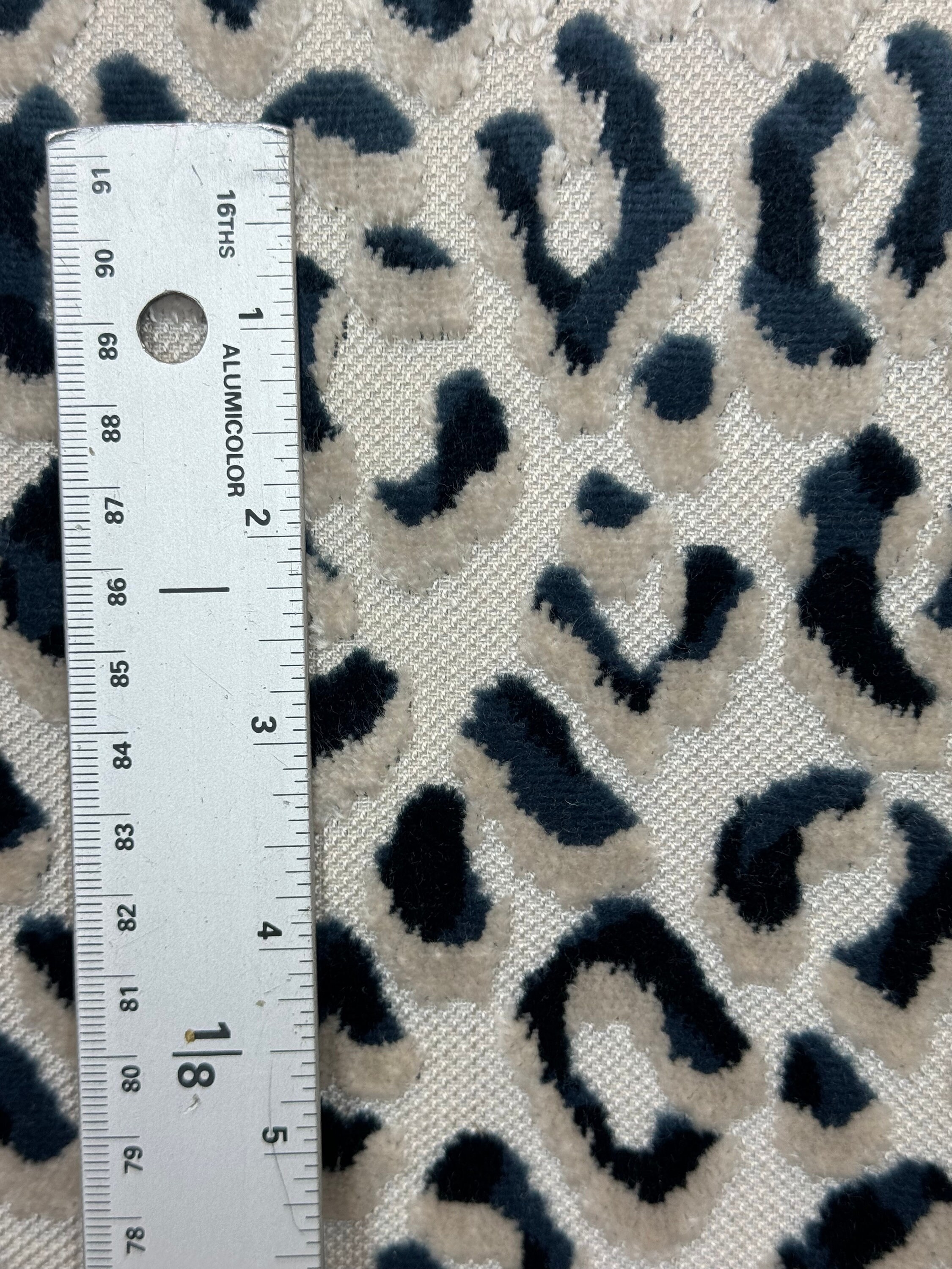 Ocelot Azul - Navy - Cream - Animal Print - Cheetah Print - Cut Velvet ...