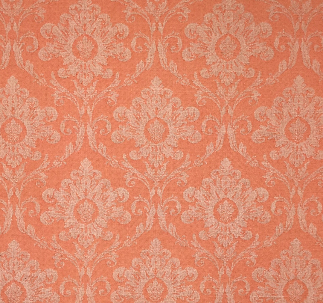 Coral Damask Fabric Upholstery Fabric by the Yard - Etsy