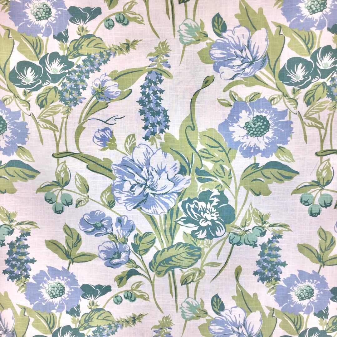Becca Bluebell - Blue - Floral - Fabric by the Yard - Floral Drapery ...