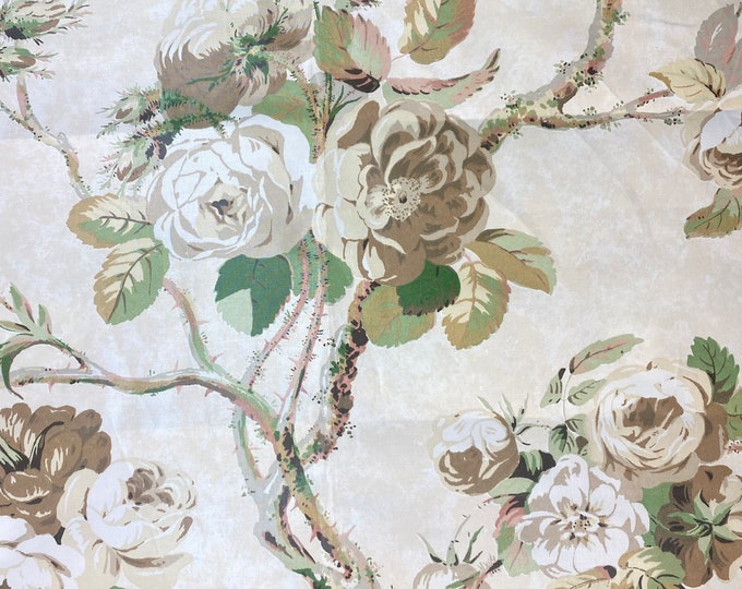 Kingswood A Ramm Fabric - White Rose Upholstery Fabric - White Floral ...