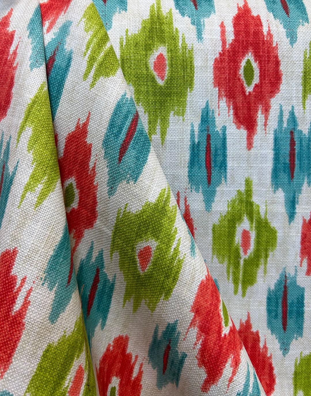 Micah Fiesta - Ikat Multicolored Linen Fabric - Covington ...
