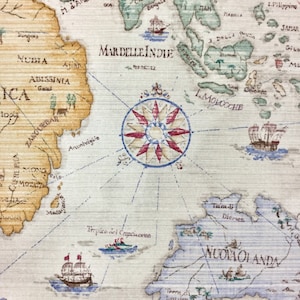 Around the World - Screen Print - Map - World - Fabric by the Yard ...