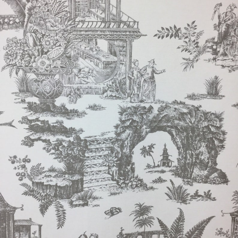 Neutral Asian Toile Large Scale Fabric by the Yard Asian | Etsy