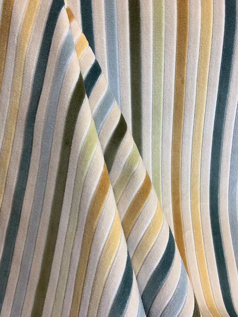 Blue, Green, Yellow Stripe Velvet - Etsy