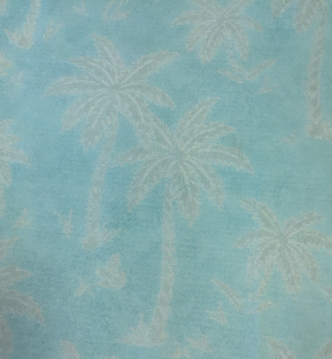 Outdoor Caribbean Blue Palm Tree - Upholstery Fabric by the Yard - Etsy
