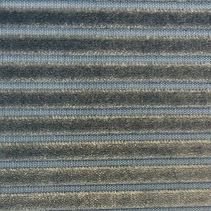 Dusty Blue Cut Velvet Railroaded Stripe Upholstery Fabric - Soft Blue ...