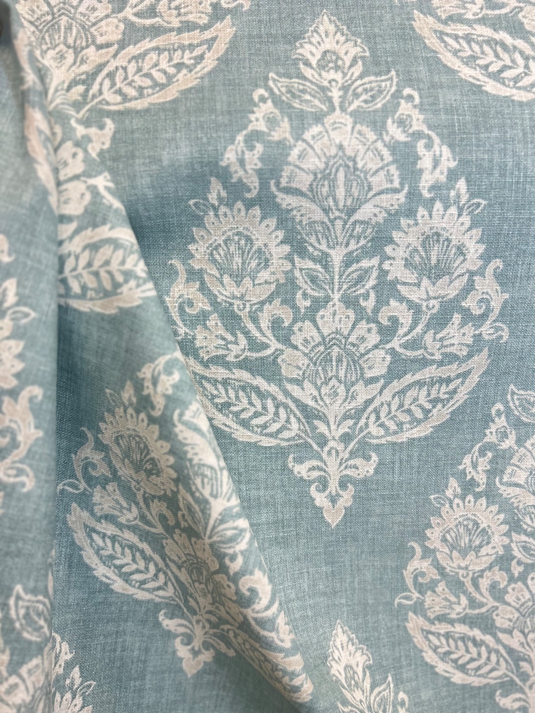 Lydia Blue - Damask Print - Home Decor - Drapery Fabric - Fabric by the ...