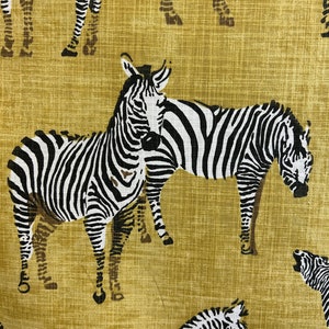 Africana Yellow - Safari - Zebra - Animal - Golden - Drapery Fabric ...
