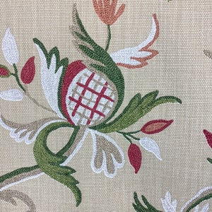 Kaki and Rust Jacobean Floral - Floral Upholstery Fabric - Neutral ...
