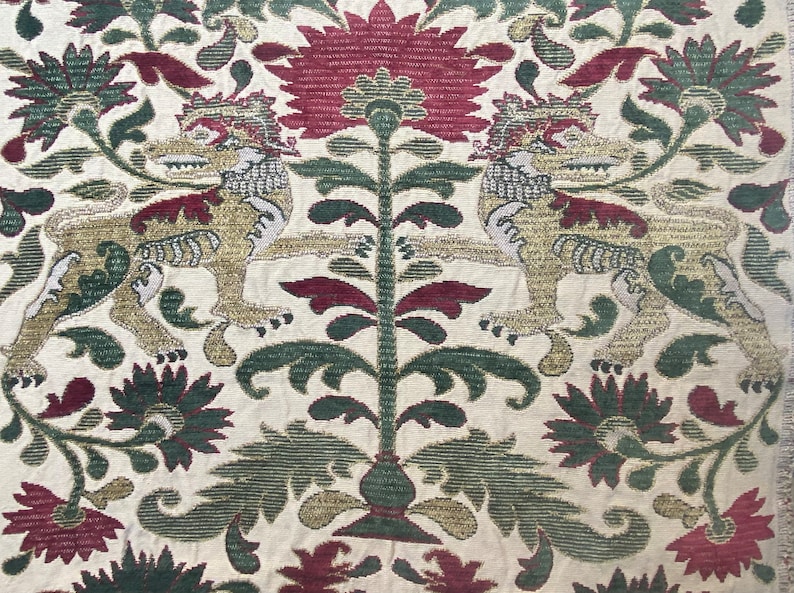 Royal Lions - Upholstery Fabric - Royal Crest Fabric - Lion Print ...