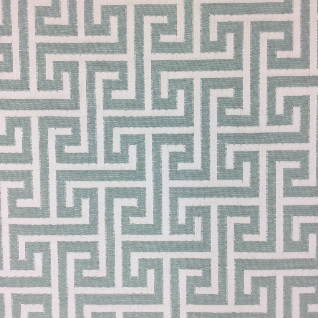 Aqua Spa Greek Key - Fabric by the Yard - Tourney - Pond - Custom ...