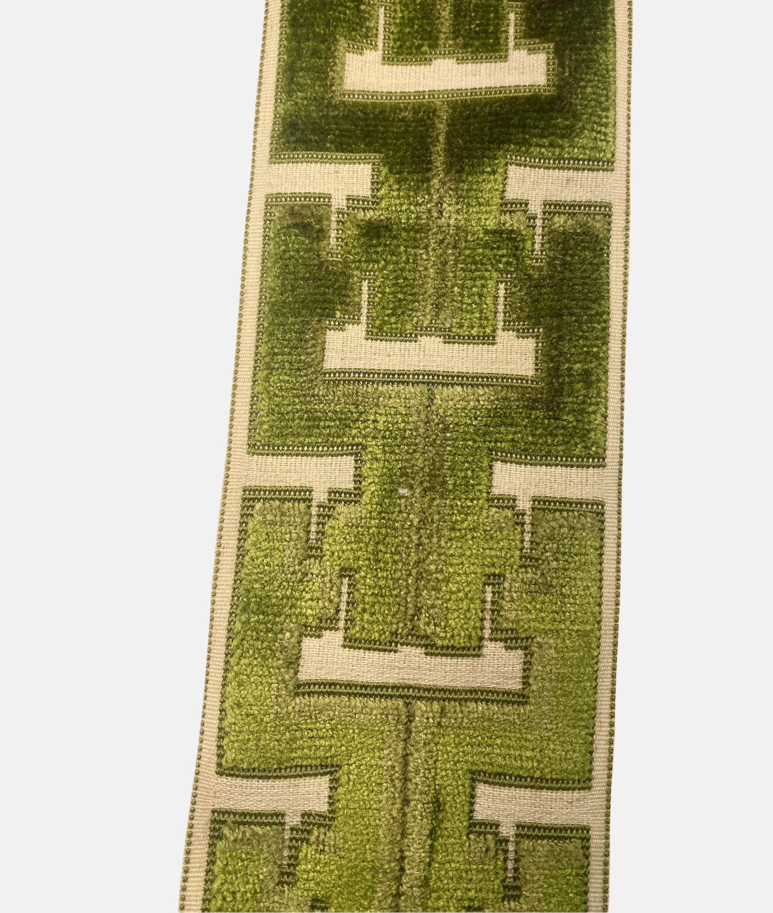 Green Velvet Geometric Tape Trim - Drapery Edging - Pillow Edging ...