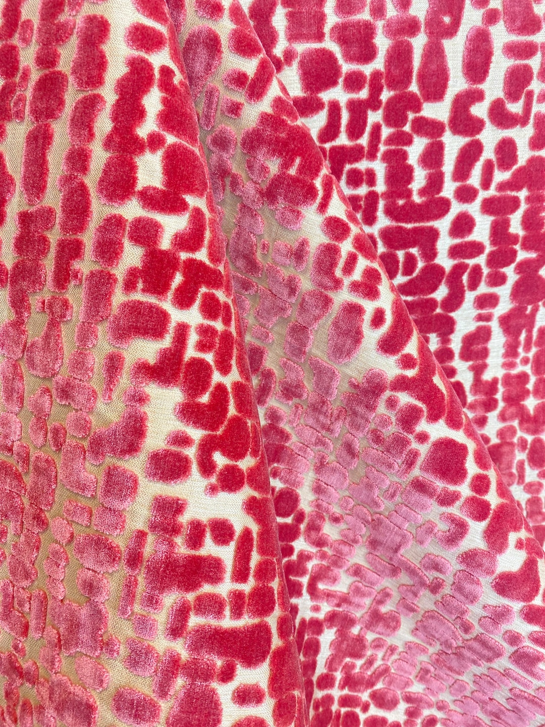 Asher Geranium - Pink Cut Velvet - Decorative Velvet - Geometric Velvet ...