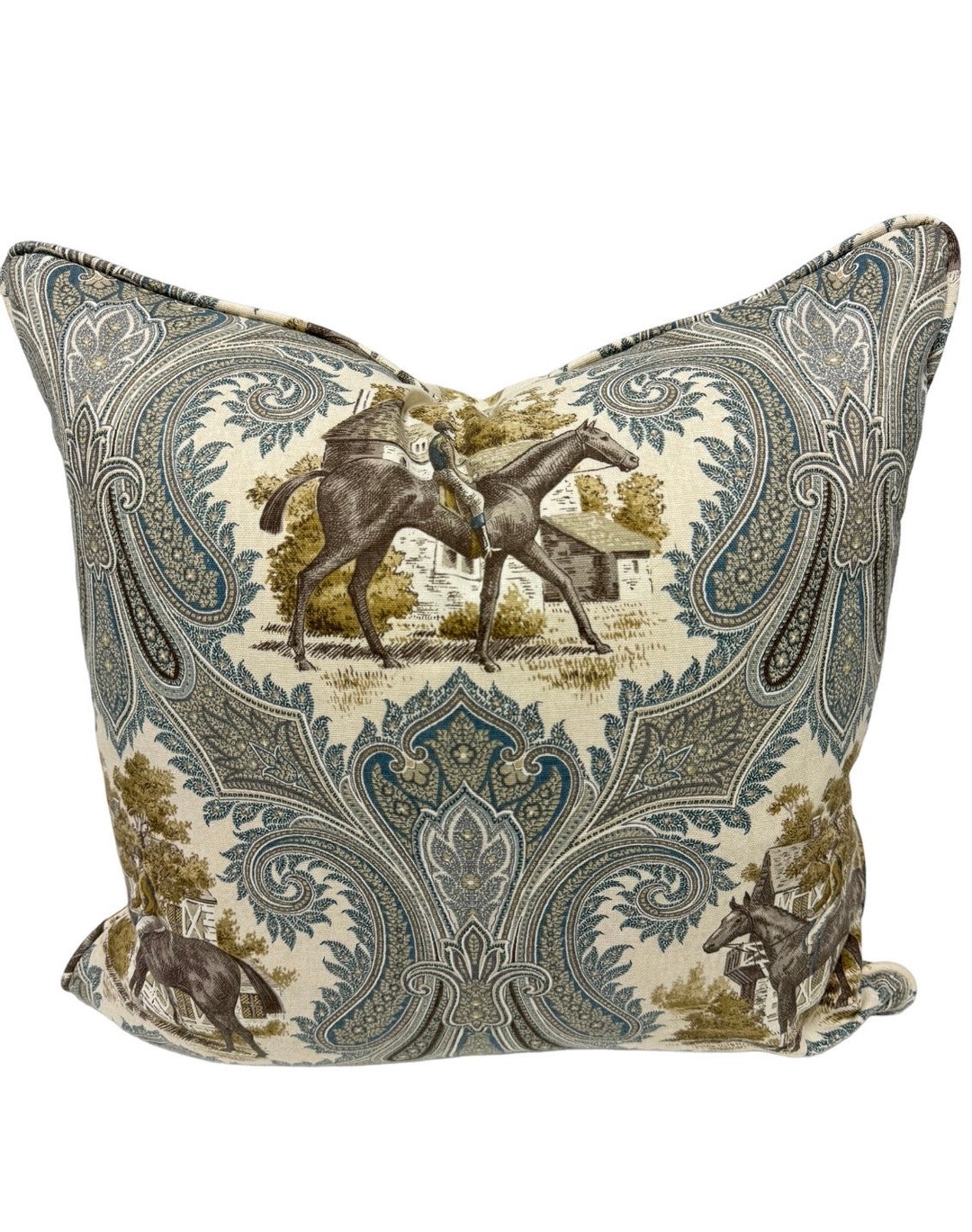 Equestrian Toile 20x20 Self Welt Pillow Cover - Etsy